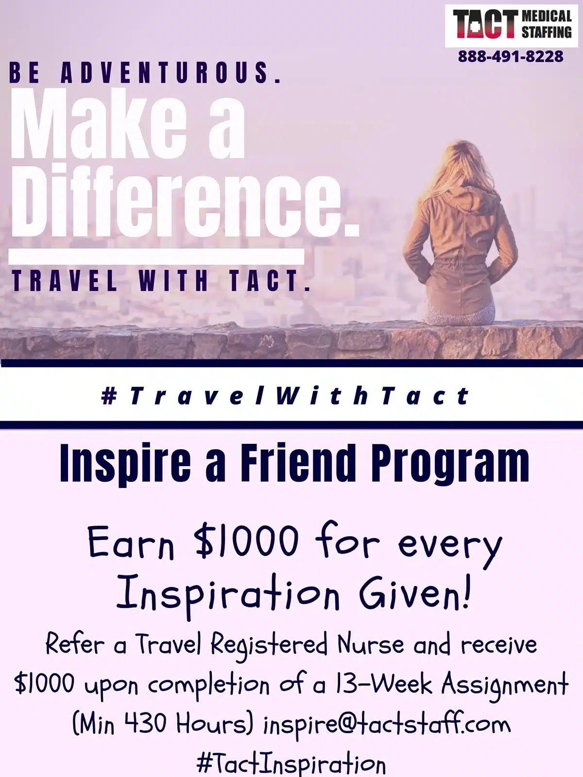 Earn $1000 for referring a travel registered nurse - Tact Medical Staffing
